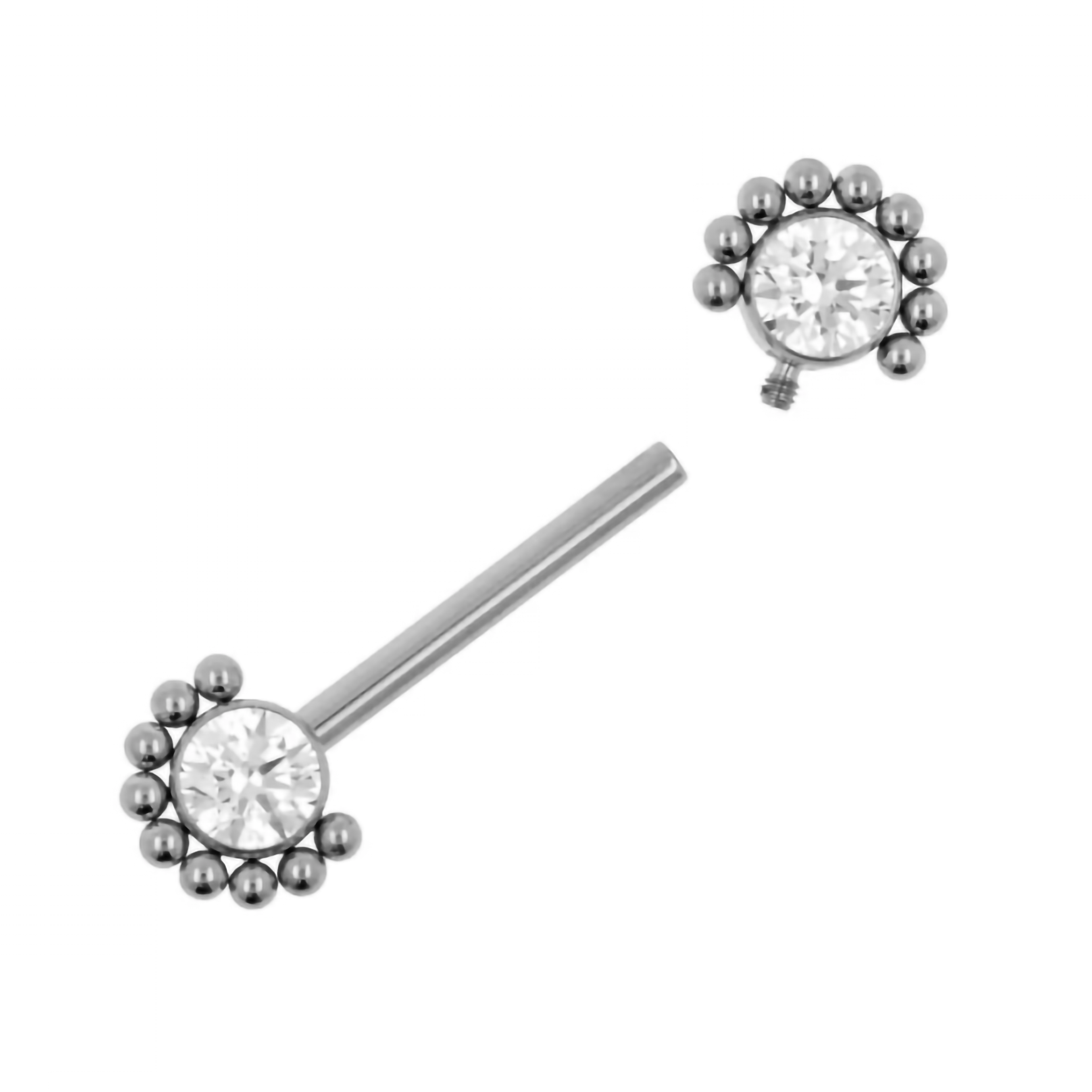Straight Barbell Zirconia Beads INTERNAL THREAD TITANIUM ASTM ...